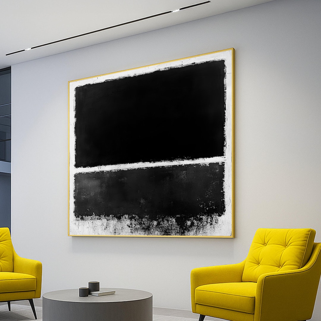 Mark Rothko Black and White Abstract Canvas Painting, Modern Minimalist ...