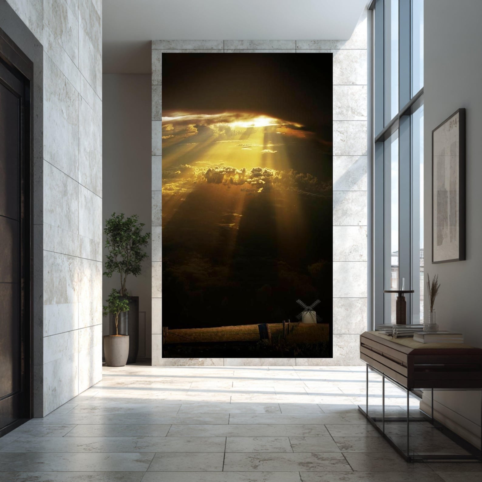 Golden Sunbeams Breaking Through Clouds Canvas, Dramatic Sky Wall Art ...