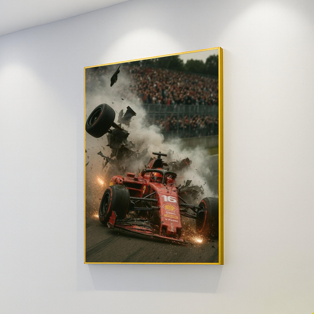 Dramatic Formula 1 Crash Canvas Wall Art, Racing Car Explosion ...