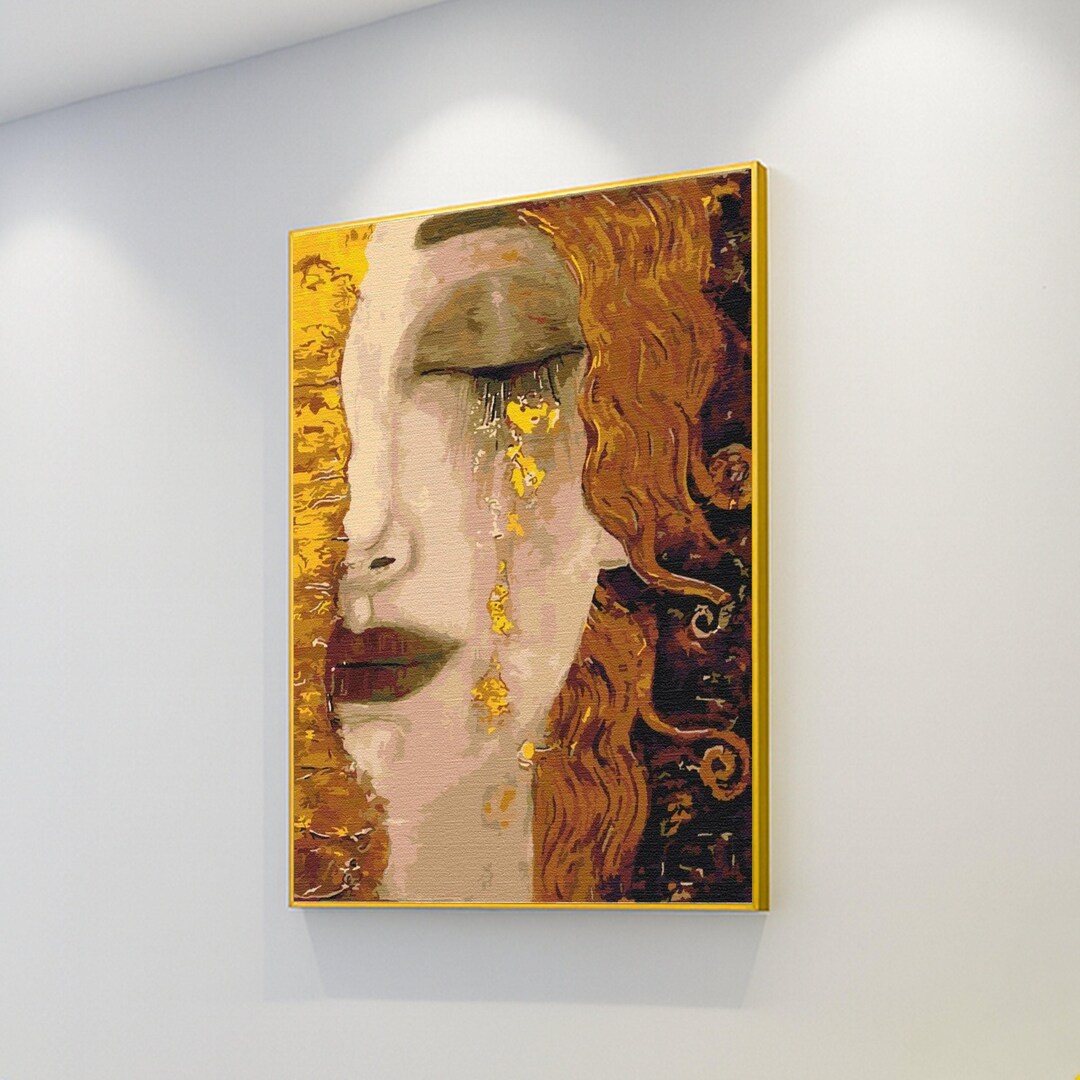 Gustav Klimt Golden Tears Canvas Painting, Emotional Woman Portrait ...
