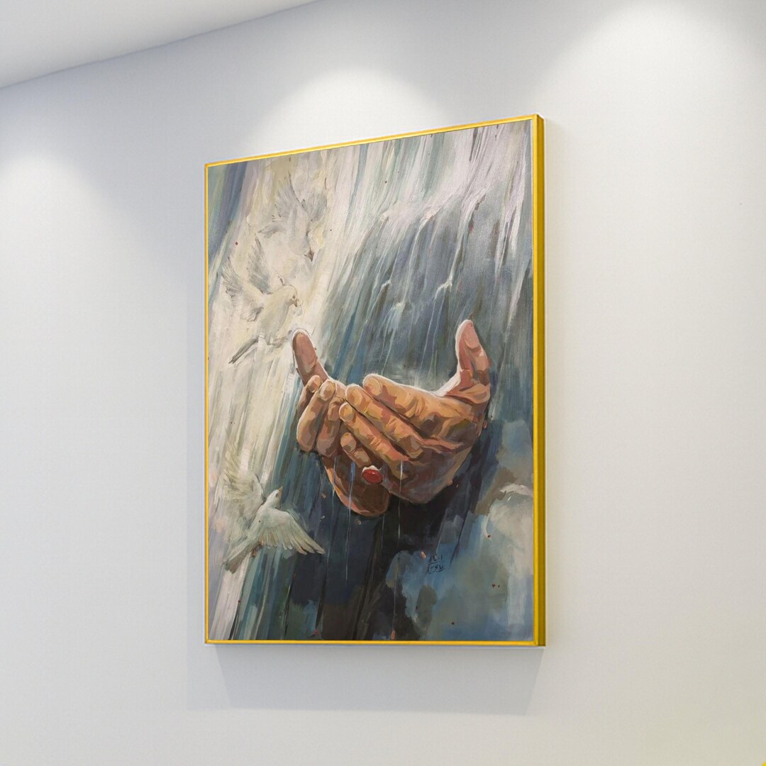 Hands Releasing White Doves Canvas, Spiritual Wall Art, Peace Symbol ...