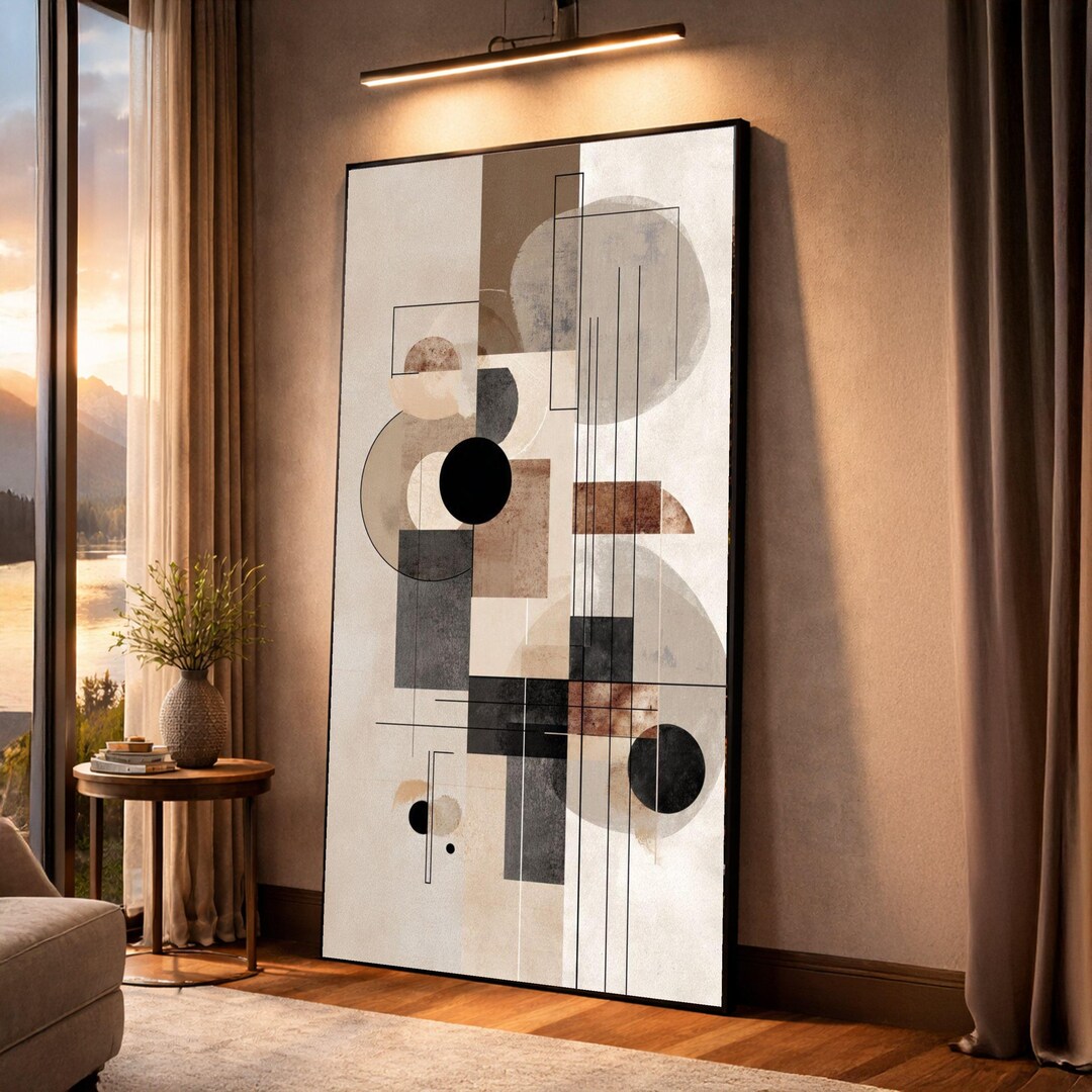 Geometric Abstract Canvas Art Print, Neutral Minimalist Home Decor - Etsy