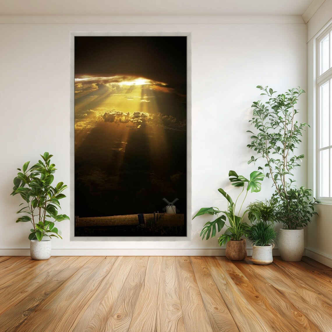 Golden Sunbeams Breaking Through Clouds Canvas, Dramatic Sky Wall Art ...
