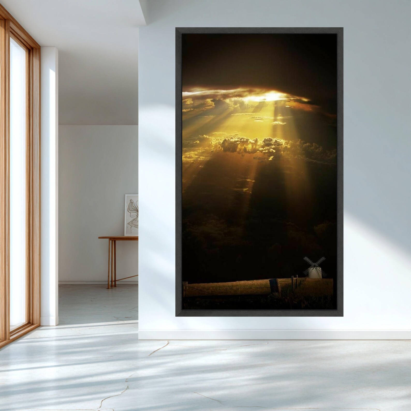 Golden Sunbeams Breaking Through Clouds Canvas, Dramatic Sky Wall Art ...