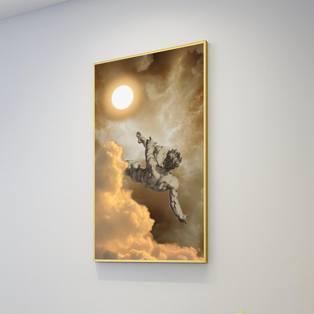 Mythical Falling Man Canvas Art, Renaissance Drawing Wall Decor ...