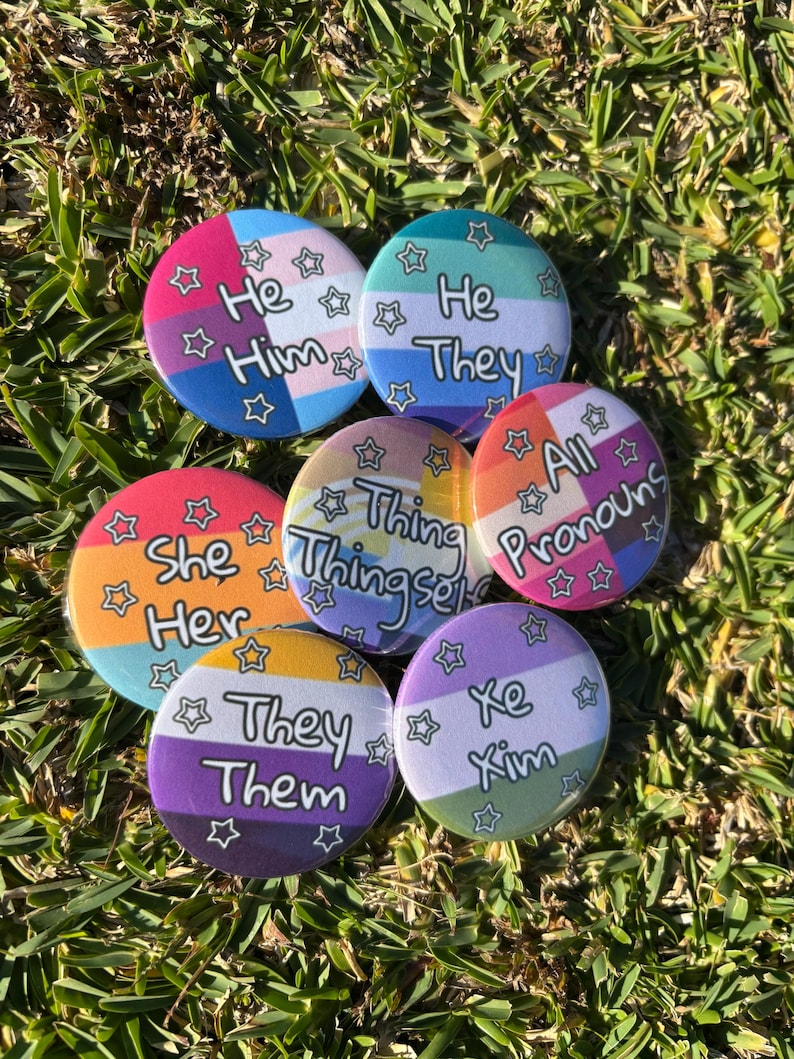 LGBTQ+ Pronouns and Flag Pins - Etsy