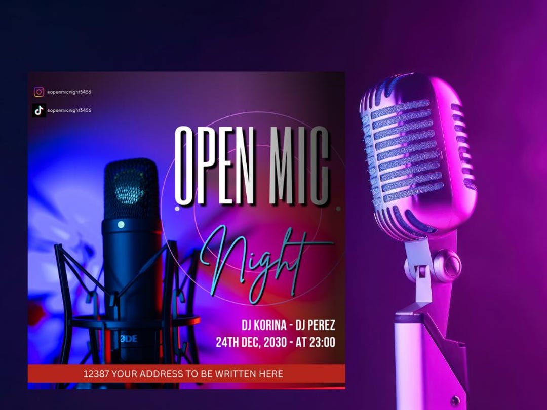 Editable Open Mic Night Flyer Template | Music, Comedy, Poetry ...