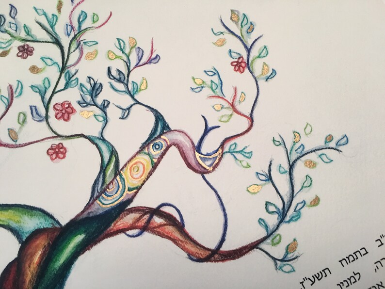 Ketubah Custom Ketubah With REAL GOLD Interfaith Tree of - Etsy