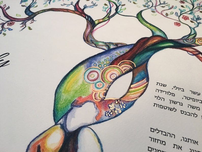 Ketubah Custom Ketubah With REAL GOLD Interfaith Tree of - Etsy