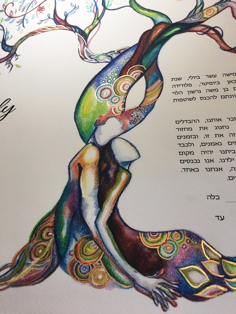 Ketubah Custom Ketubah With REAL GOLD Interfaith Tree of - Etsy