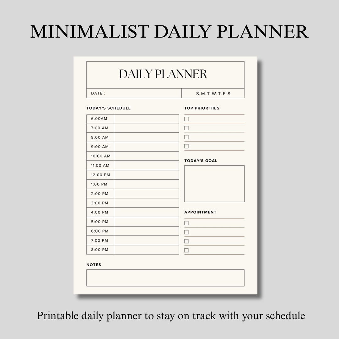 Minimalist Daily Planner - Etsy