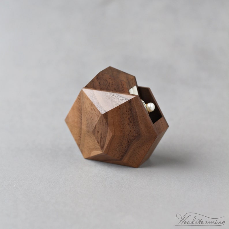 Wood Engagement Ring Box Unique Rotating Ring Box Small - Etsy