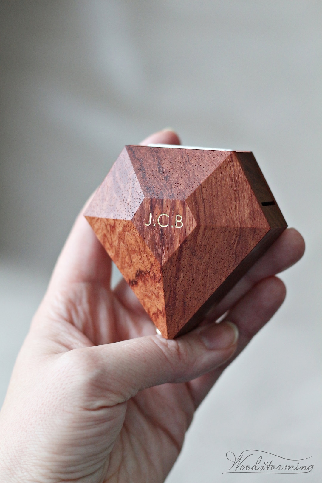 Personalized Proposal Ring Box, Unique Ring Box, Diamond Shape Ring ...