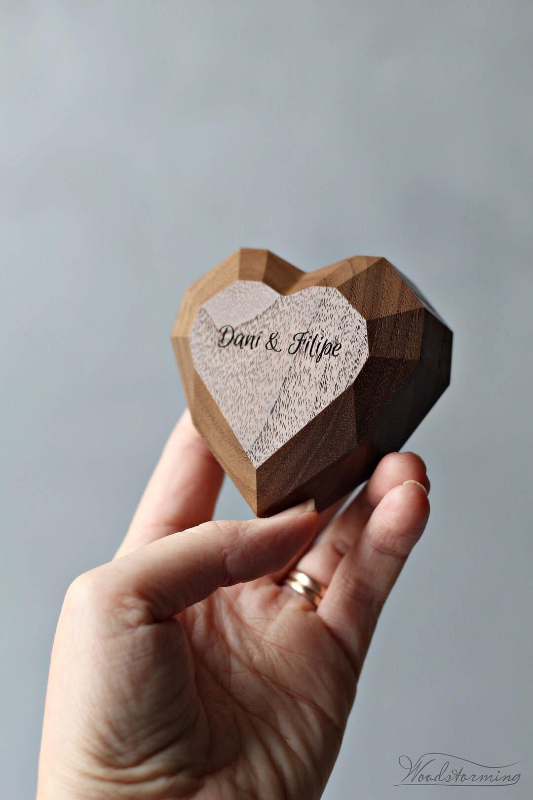 Personalized Ring Box Heart Shape Ring Display Box Engagement Ring Box ...