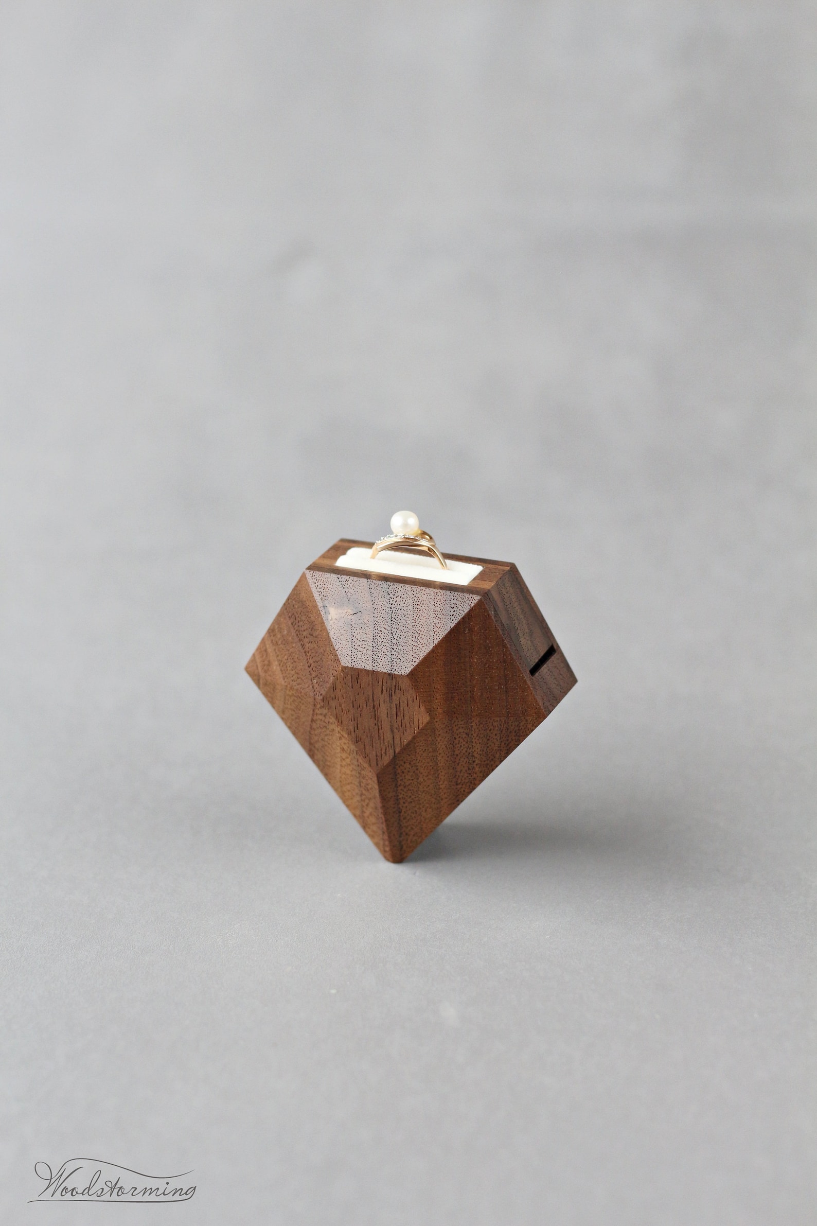 Unique Ring Box Diamond Shape Walnut Engagement Ring Box - Etsy UK