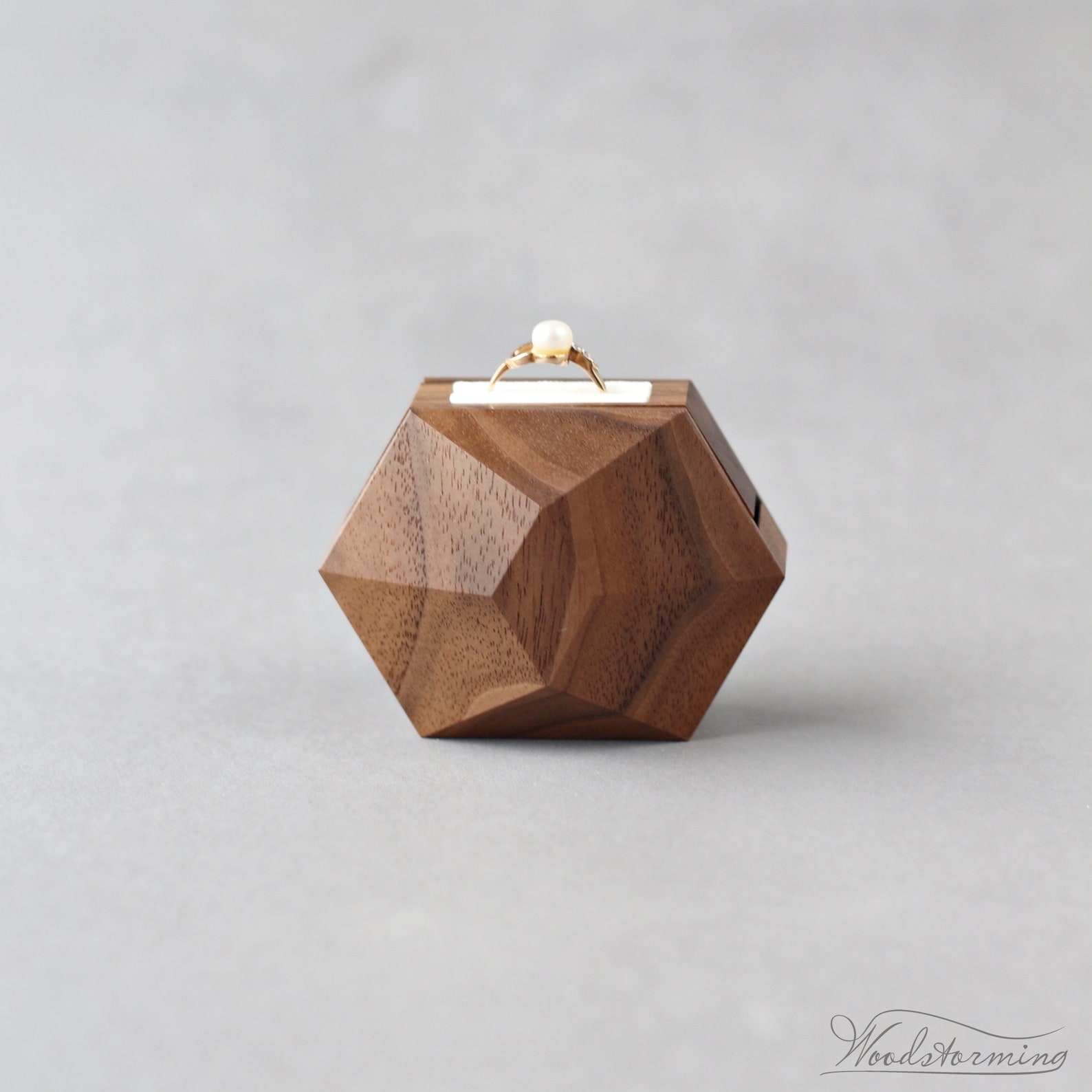 Wood Engagement Ring Box Unique Rotating Ring Box Small - Etsy