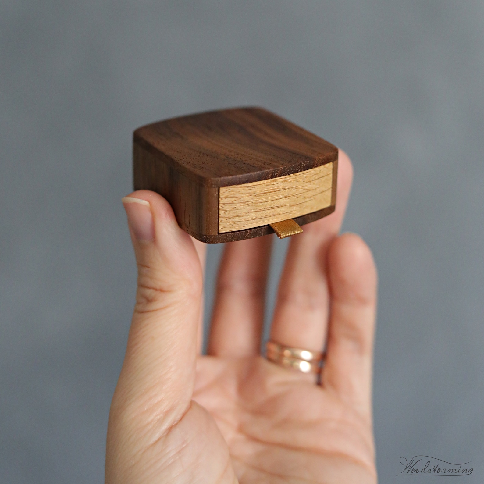 Slim Engagement Ring Box Tiny Proposal Ring Box Woodstorming - Etsy