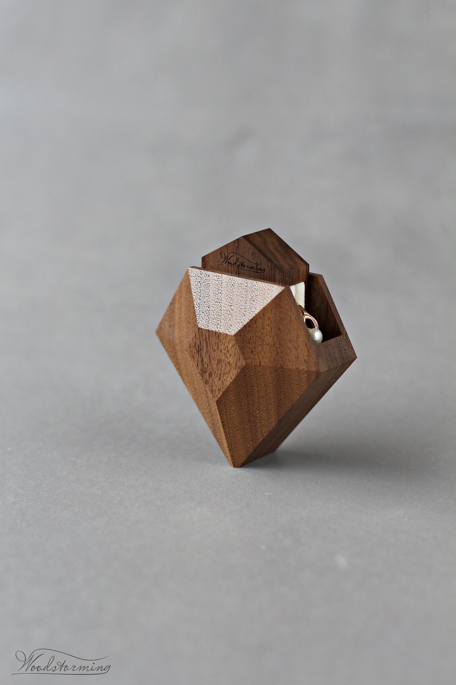 Unique Ring Box Diamond Shape Walnut Engagement Ring Box - Etsy UK