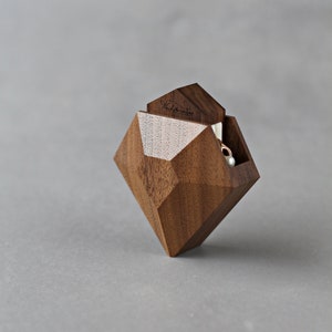 Unique Ring Box - Diamond Shape Walnut Engagement Ring Box - Ring ...