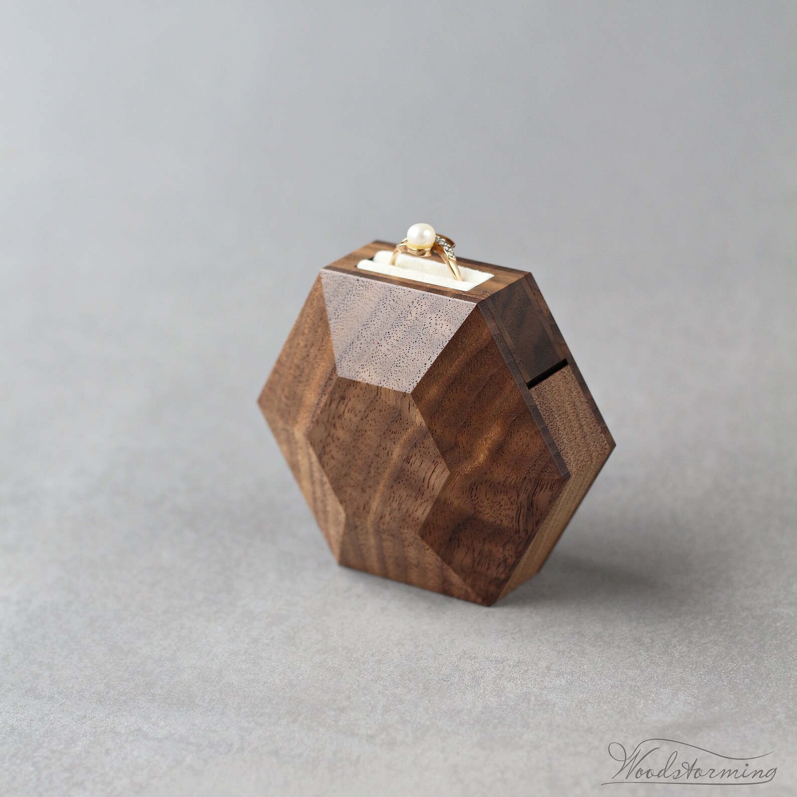 Wooden Hexagon Ring Box Ring Proposal Box Modern Minimalist - Etsy