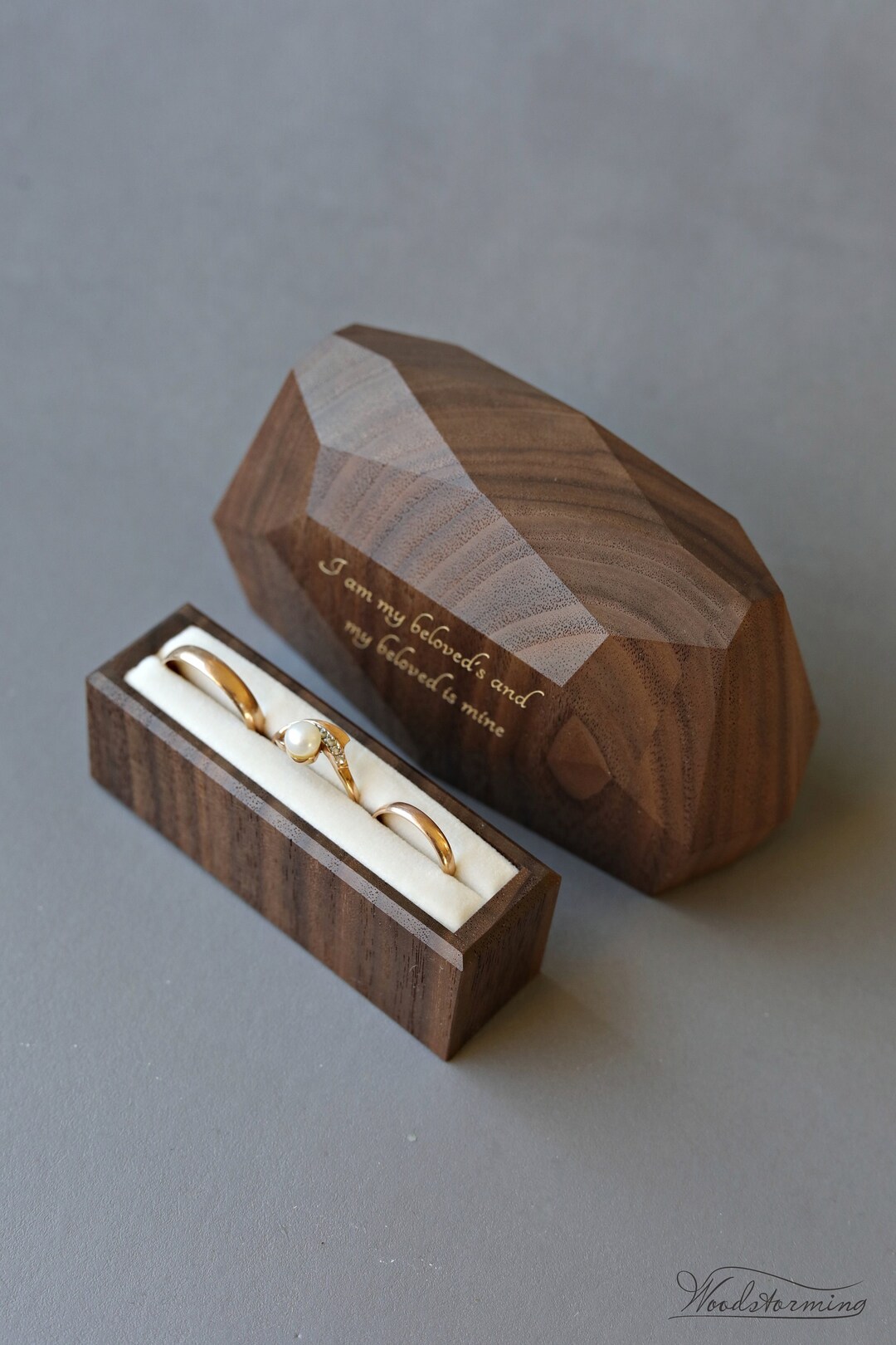 Rustic Ring Bearer Box, Wooden Faceted Wedding Ring Box, Ring Box for ...