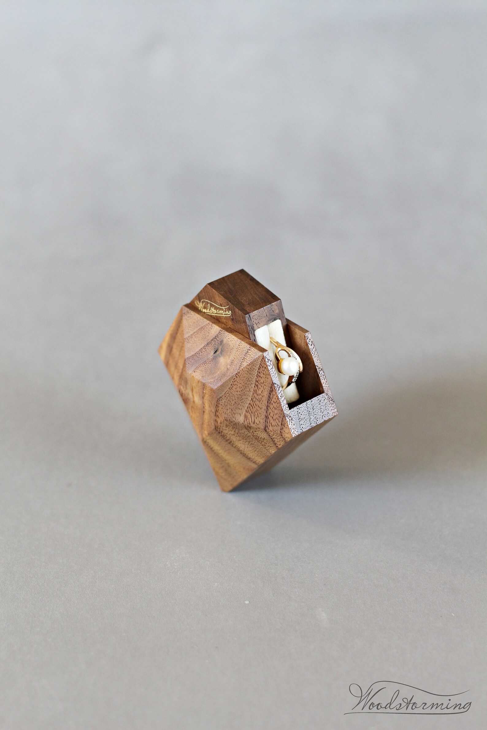 Unique Ring Box Diamond Shape Walnut Engagement Ring Box - Etsy UK