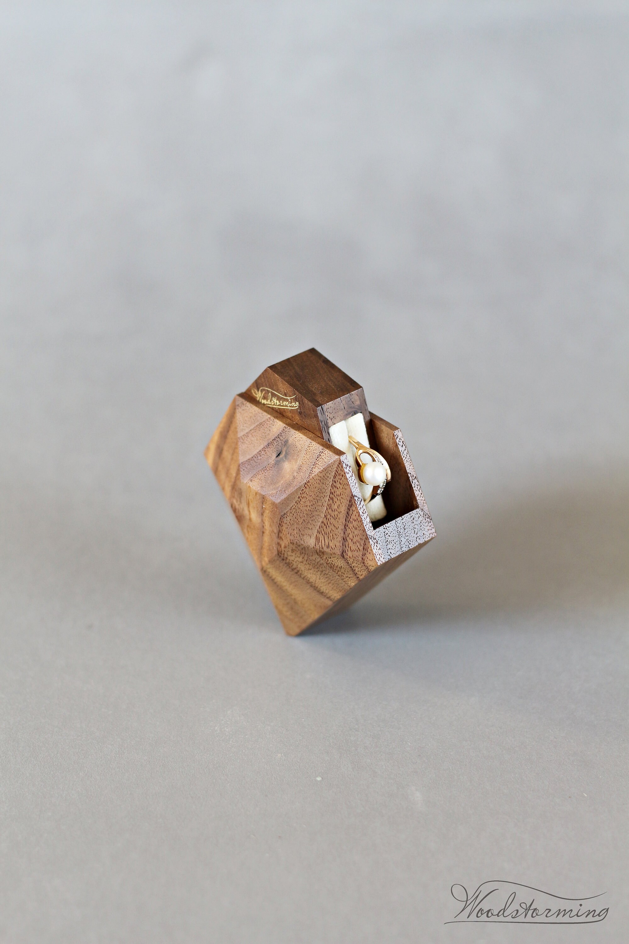 Unique Ring Box Diamond Shape Walnut Engagement Ring Box - Etsy UK