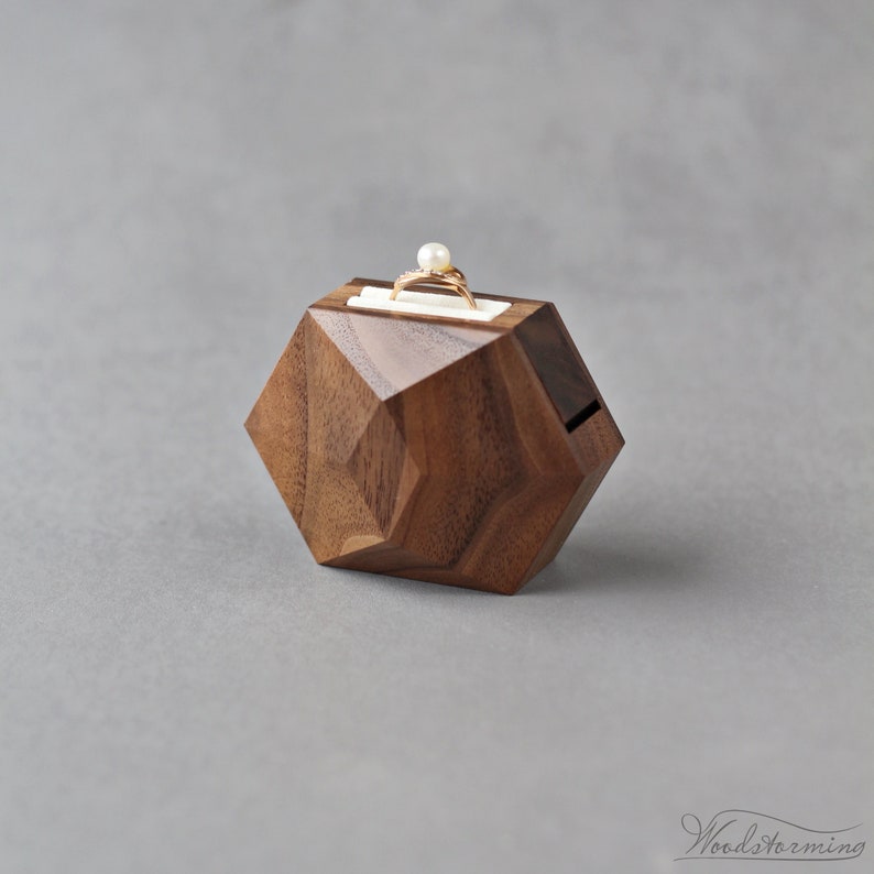 Wood Engagement Ring Box Unique Rotating Ring Box Small - Etsy