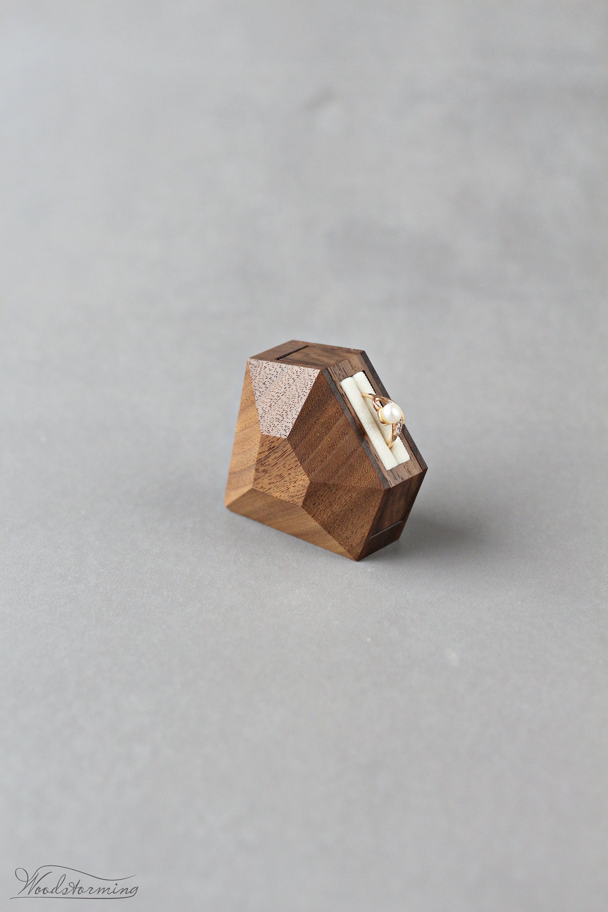Unique Ring Box Diamond Shape Walnut Engagement Ring Box - Etsy UK