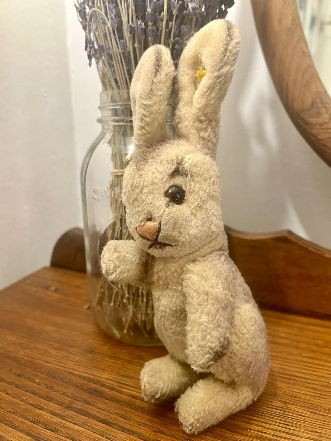 Vintage Steiff Standing Rabbit Plush With Button in Ear, Mid Century ...