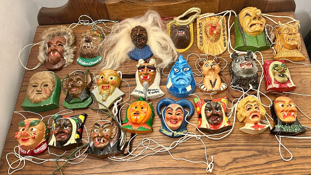 Vintage German Fasnacht Mini Masks Lot of 23 Resin & Plaster Carnival ...