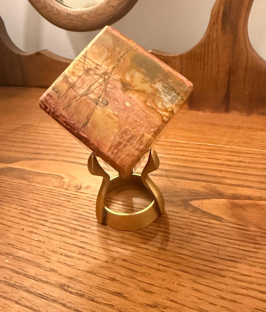 Picasso Marble Cube Paperweight With Modernist Brass Stand — 1970s ...