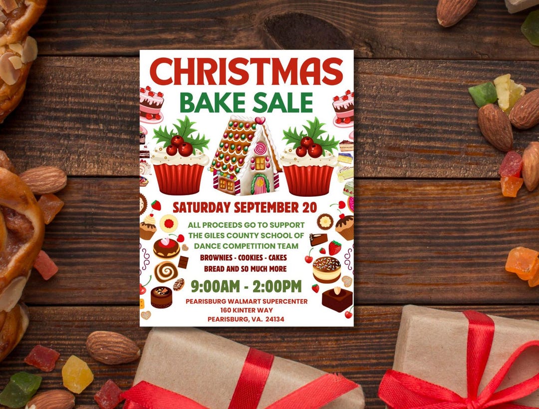 Editable Christmas Bake Sale Flyer Template | School Holiday Fundraiser ...