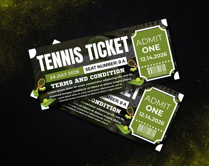 Personalized Tennis Ticket Voucher, Printable Gift (digital Download ...