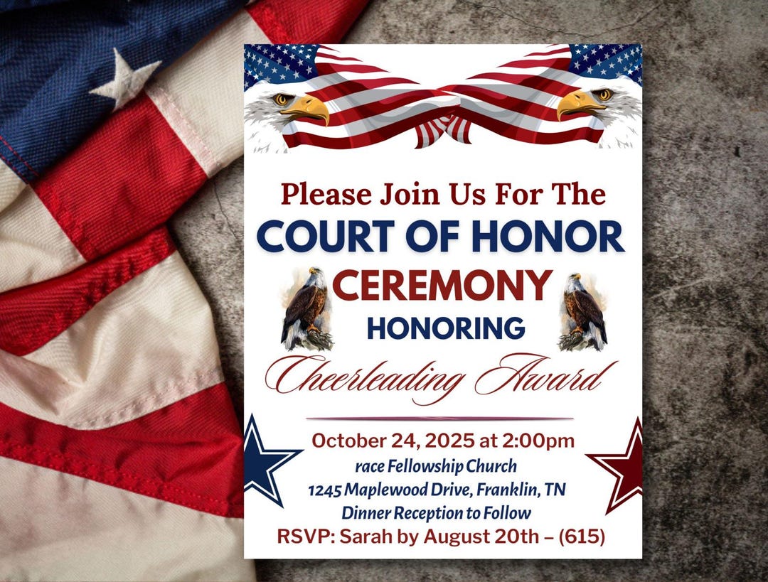 Court of Honor Invitation Template | Editable Canva Patriotic Ceremony ...