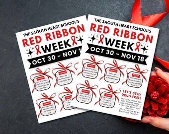 Red Ribbon Week Schedule Activity Flyer Printable for School PTA | PTO ...