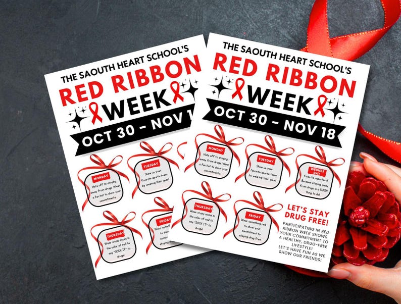 Editable Red Ribbon Week Planner: School Event Schedule (canva Template ...