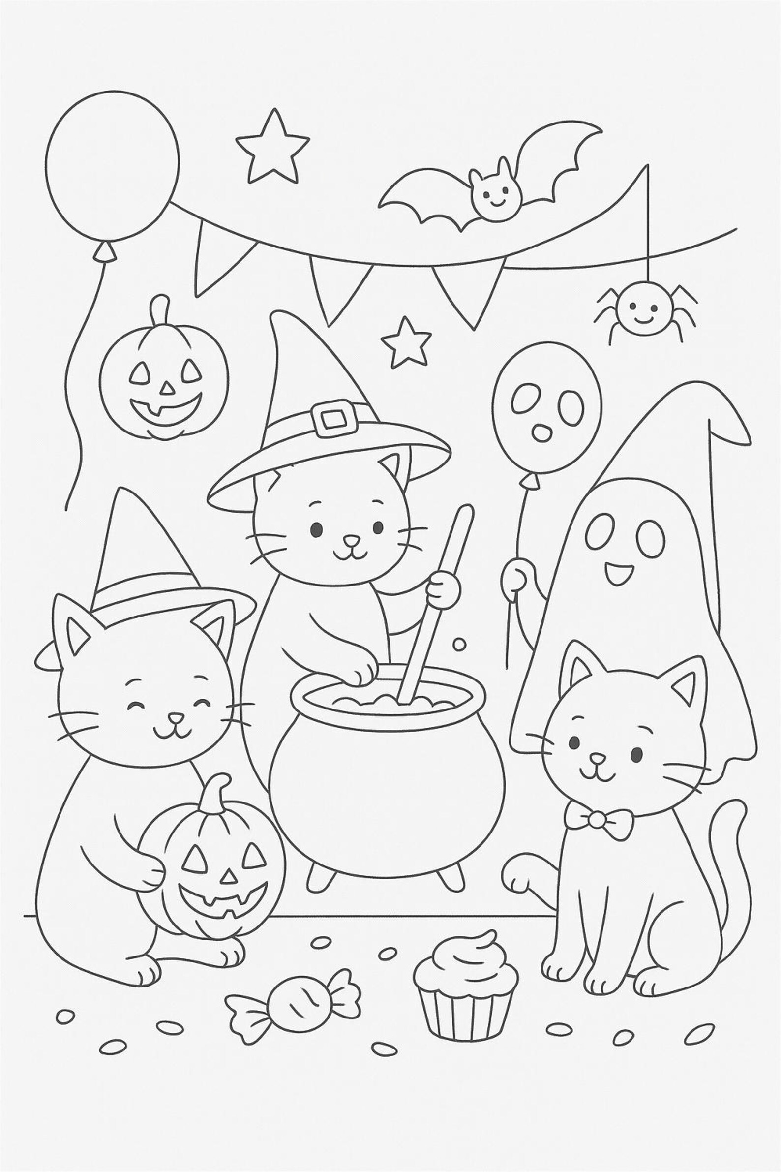 Halloween Party Printable Kid Coloring Pages (5 Pages) - Etsy