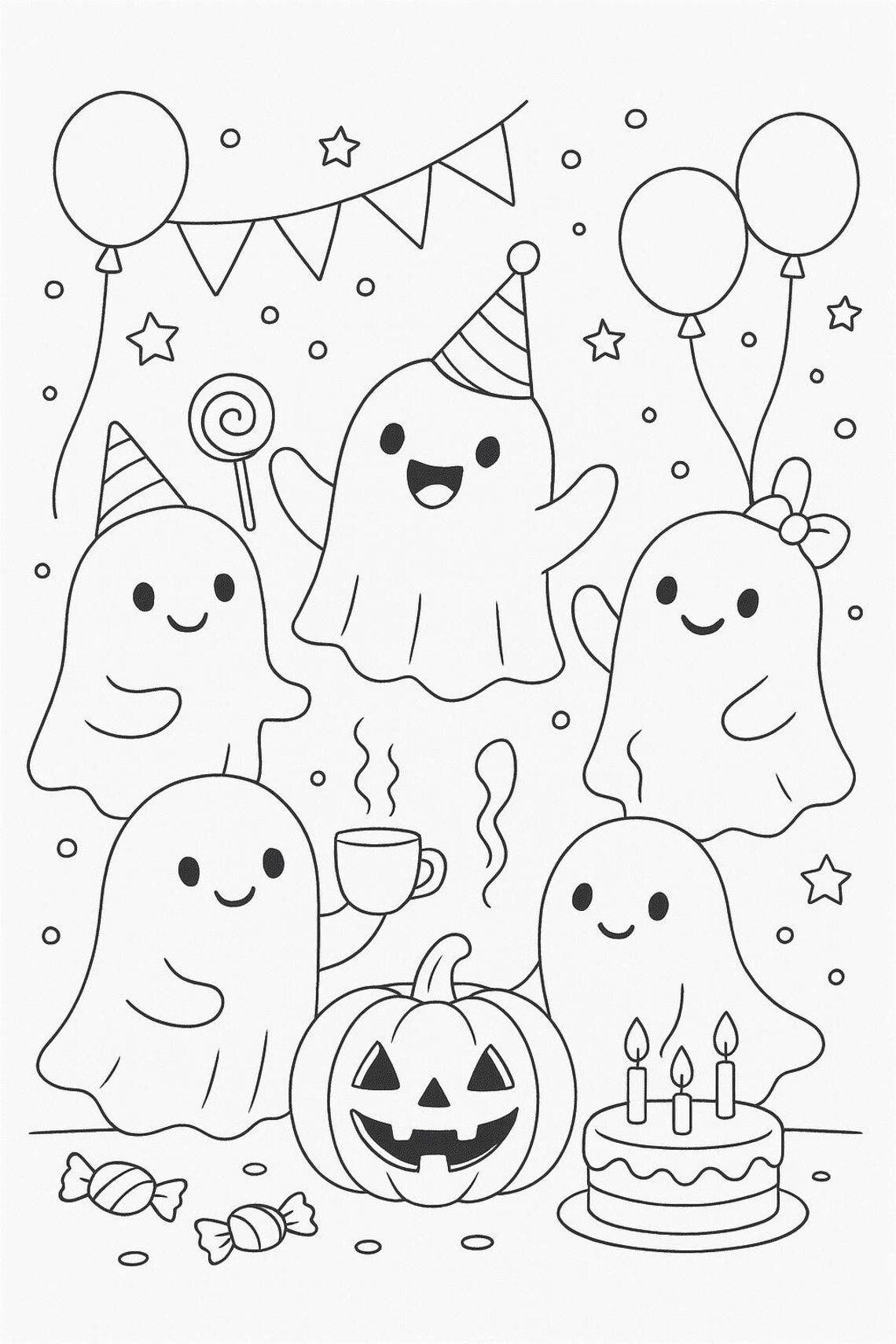 Halloween Party Printable Kid Coloring Pages (5 Pages) - Etsy
