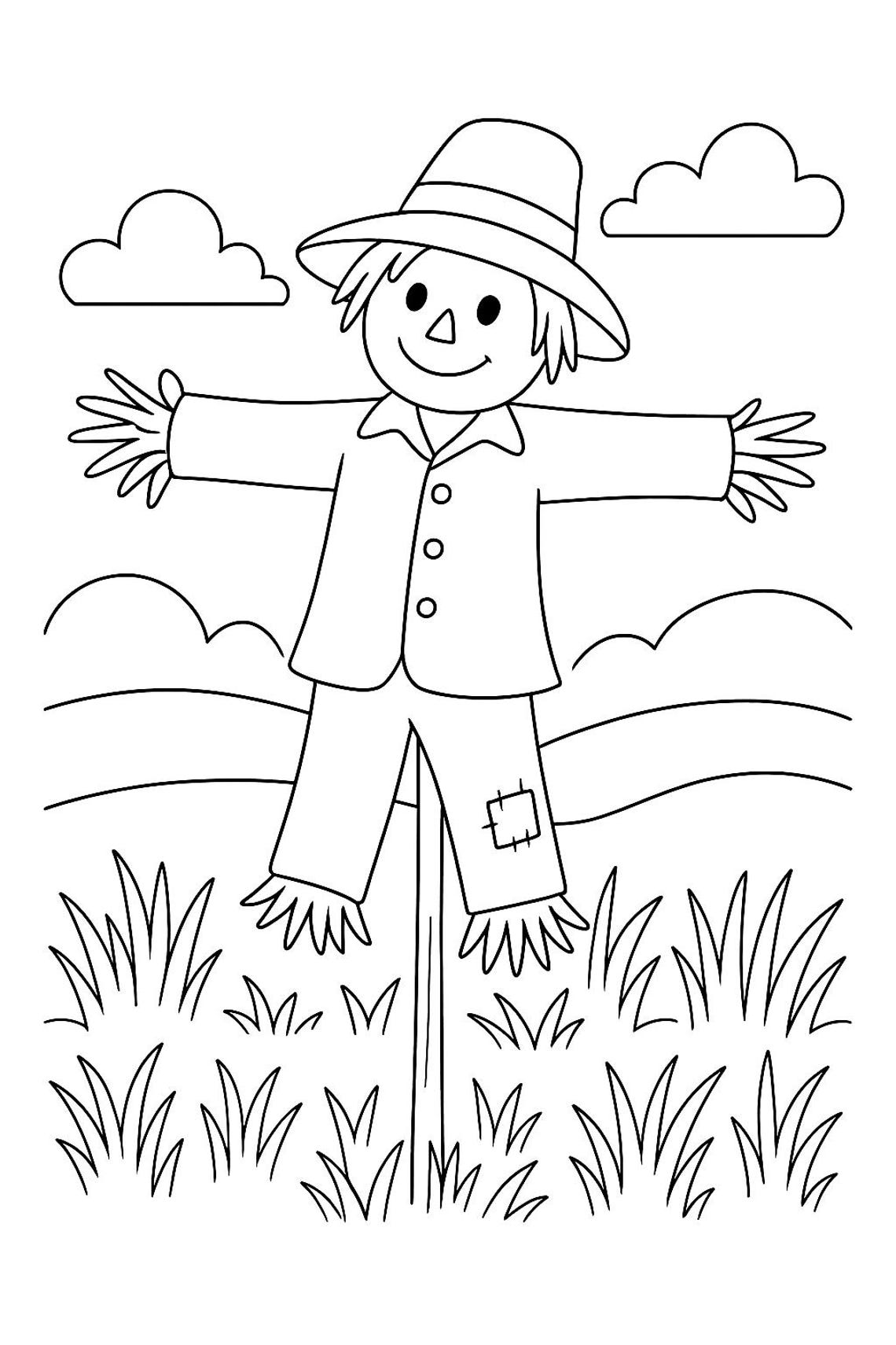 Scarecrow Printable Coloring Pages Four (4) Pages - Etsy