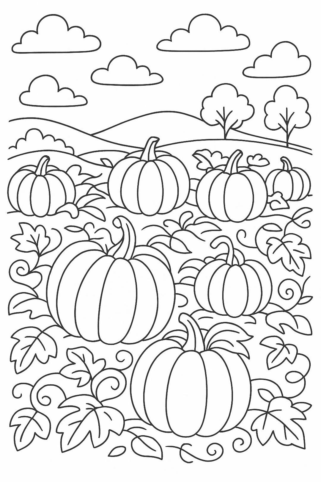 Pumpkin Patch Printable Coloring Page - Etsy
