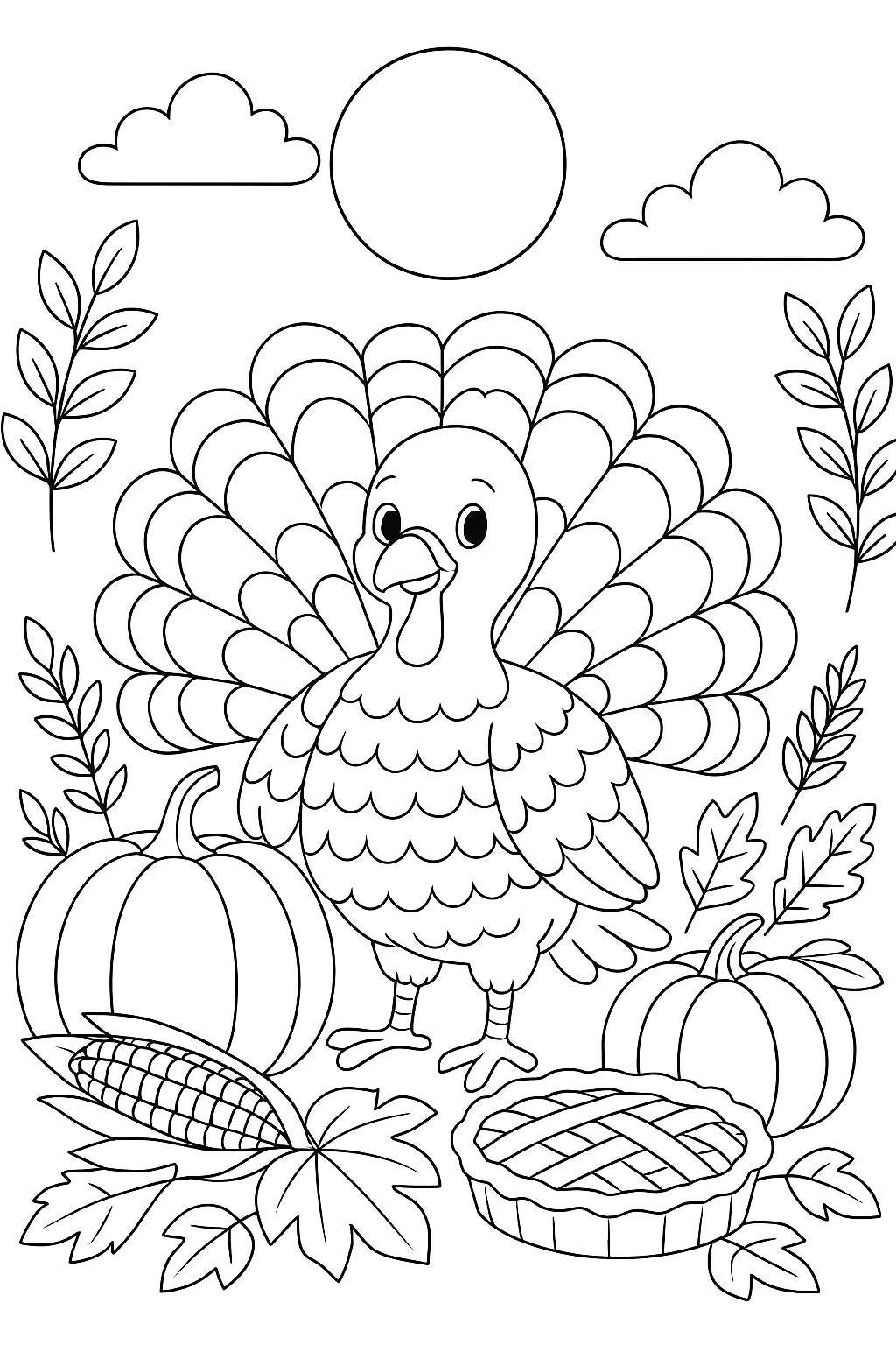 Thanksgiving Turkey Printable Coloring Pages Four (4) Pages - Etsy