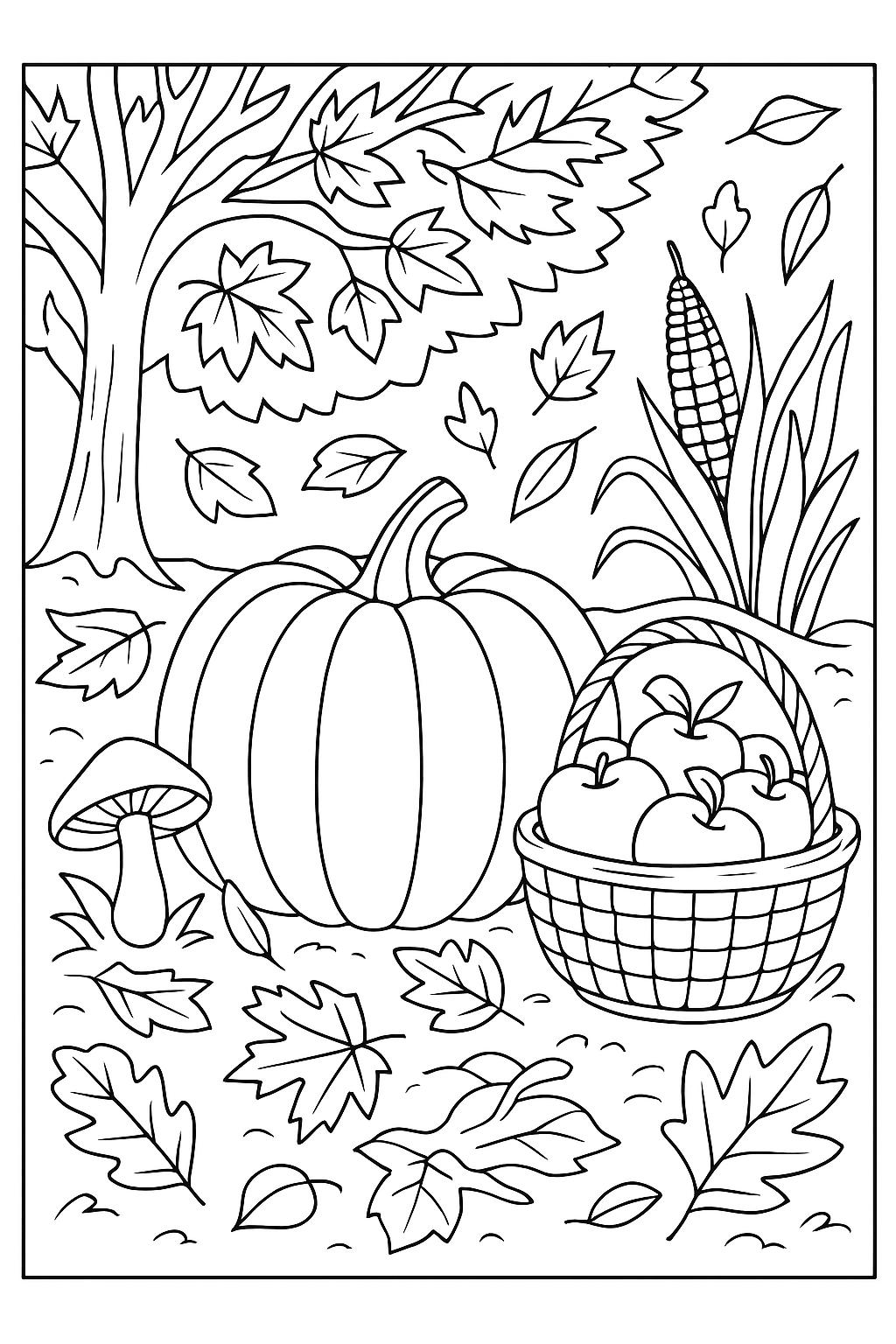 Fall Theme Printable Coloring Pages (five Pages) - Etsy Canada