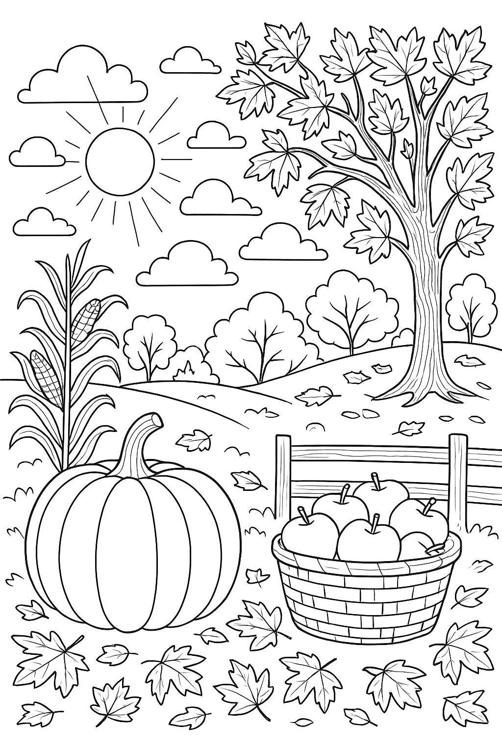 Fall Theme Printable Coloring Pages (five Pages) - Etsy Canada