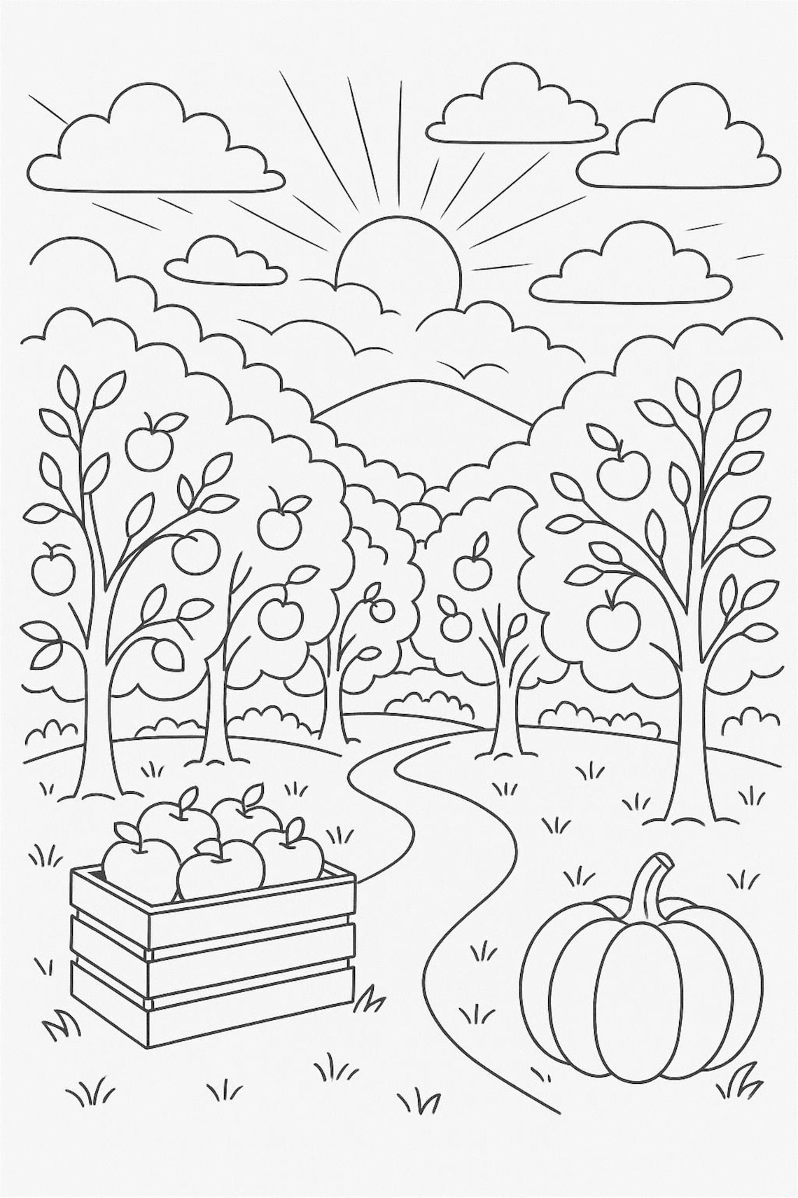 Apple Orchard Printable Coloring Pages - Etsy