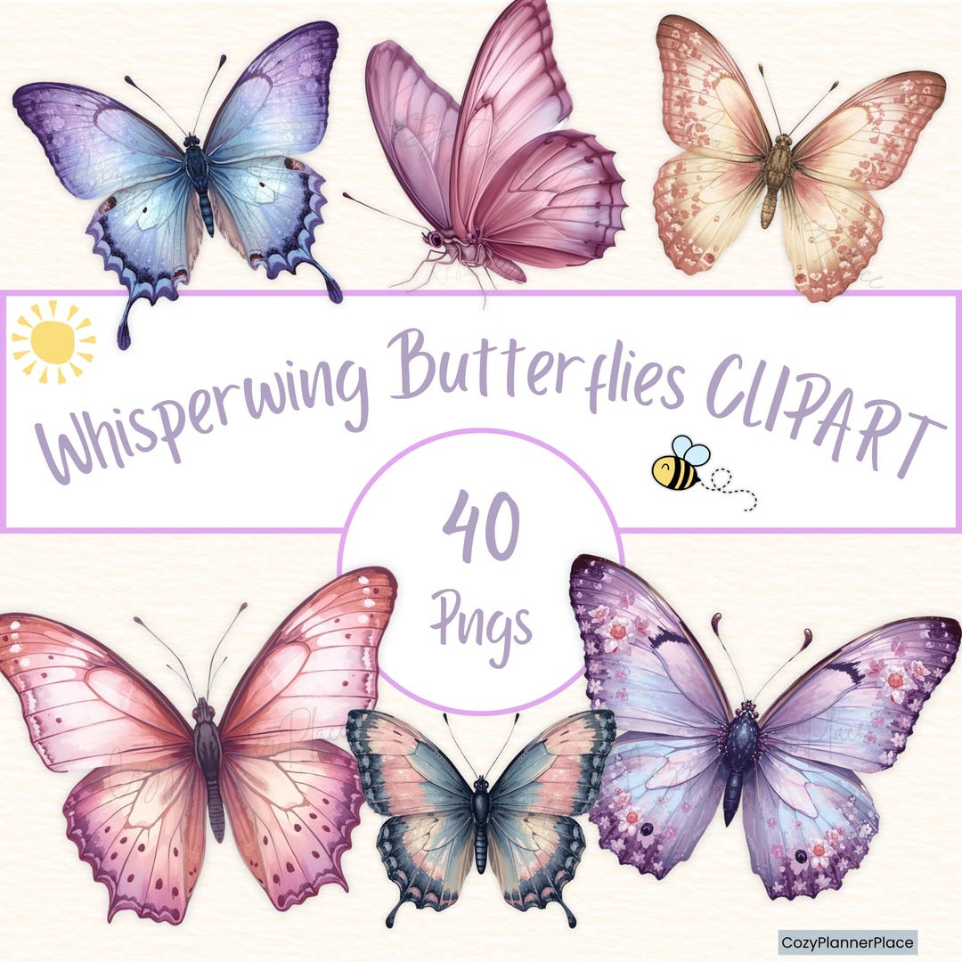 Butterfly Clipart, Spring PNG Set, Pastel Butterflies Digital Art ...