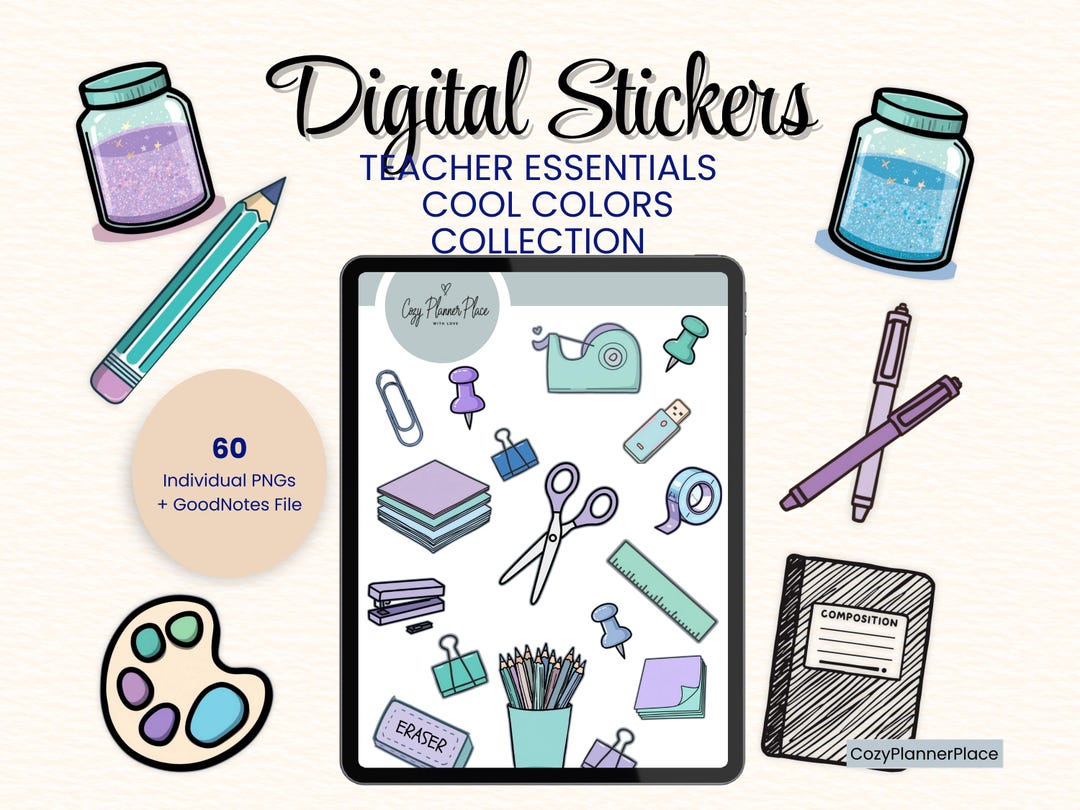 Teacher Digital Stickers for Goodnotes, Cozy Planner Pngs for Busy ...