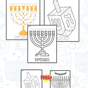 HEBREW Hanukkah Menorah & Dreidel Dot Marker Activity | FREE Coloring ...