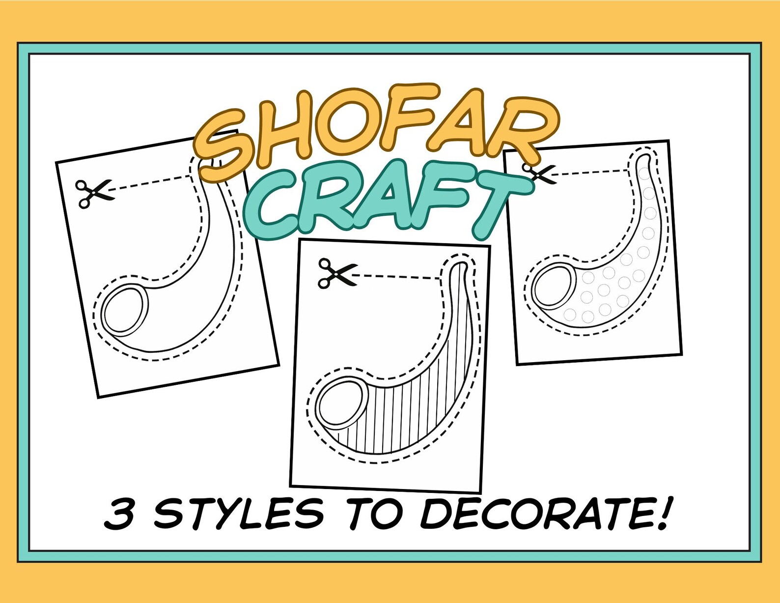Shofar Craft Printable – Cut Out & Decorate Activity | Rosh Hashanah ...