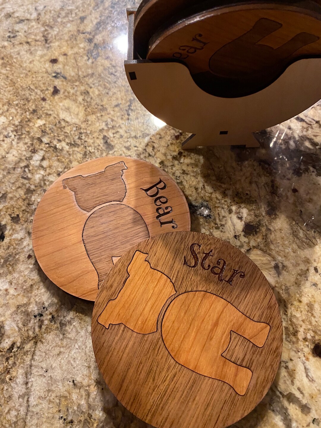 Custom Inlayed Wood Coasters - Etsy
